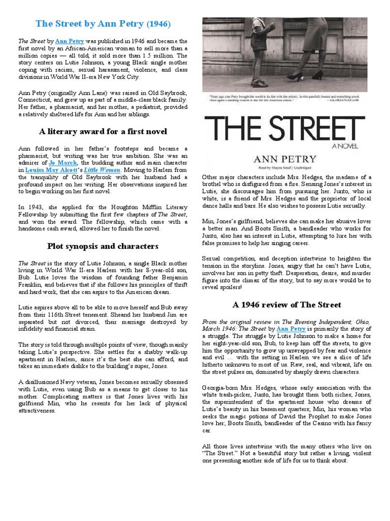 The Street by Ann Petry: A Literary Award For A First Novel | PDF