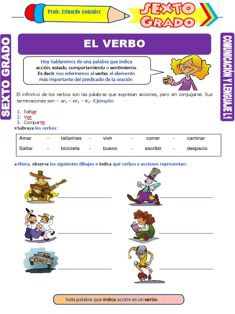 El Verbo SEXTO PRIMARIA | PDF | Verbo | Lingüística