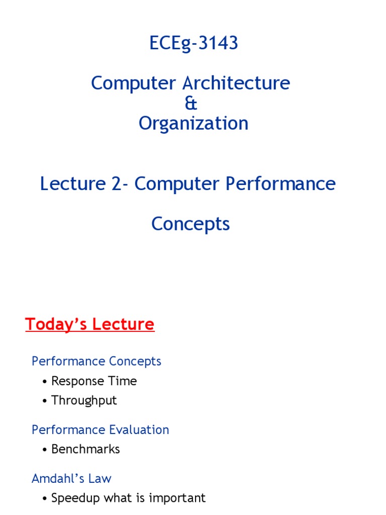Eceg-3143 Computer Architecture & Organization Lecture 2-Computer Performance Concepts | PDF ...