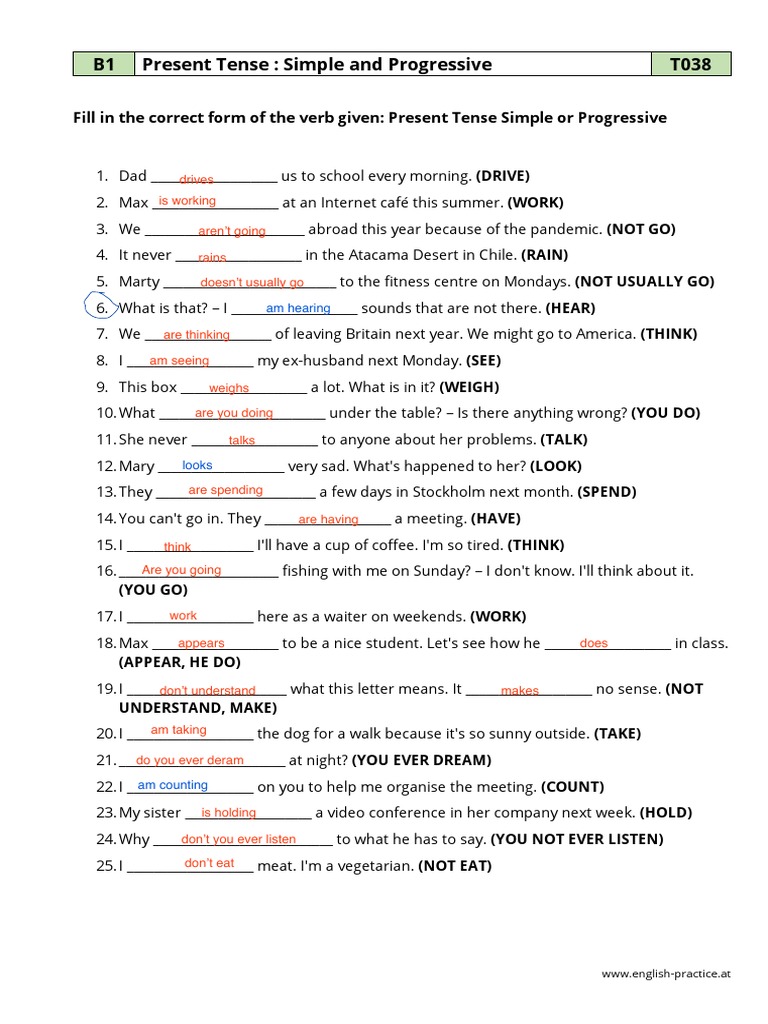 Present Tense Verb Forms: A Key to Identifying Simple and Progressive ...