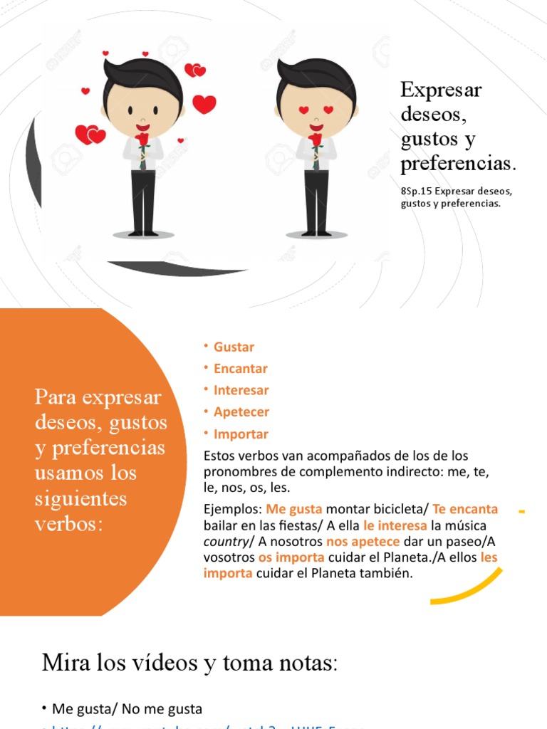 8Sp.15 Expresar Deseos, Gustos y Preferencias. | PDF | Verbo | Lingüística