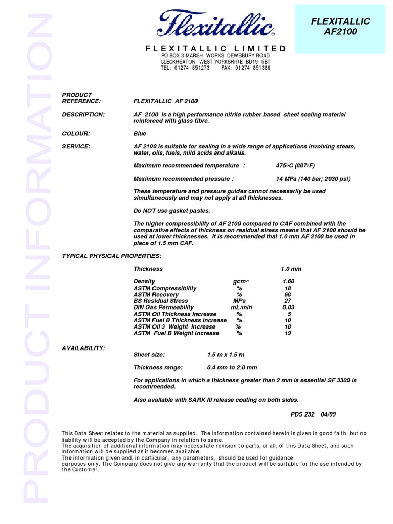 Flexitallic 2100 Download Free Pdf Occupational Safety And Health