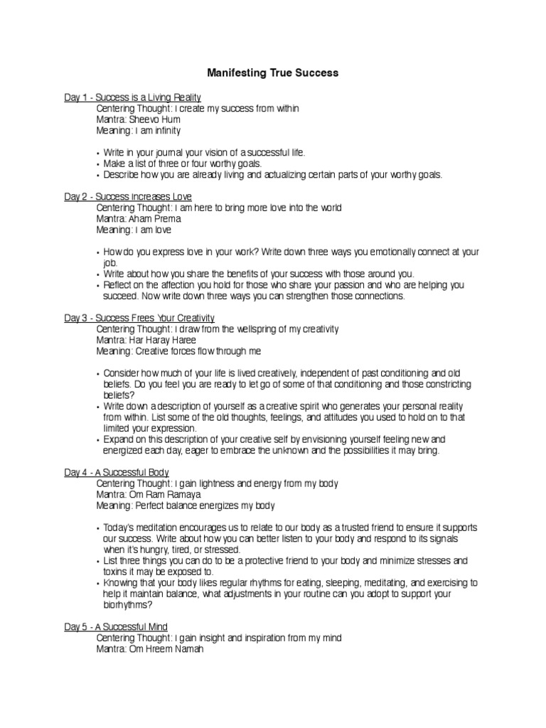 Mainfesting True Success | PDF | Mind | Meditation