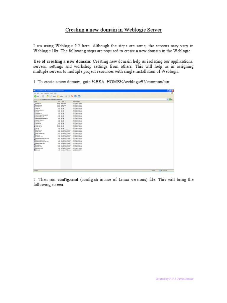 Creating A New Weblogic Domain Pdf Web Service Server Computing