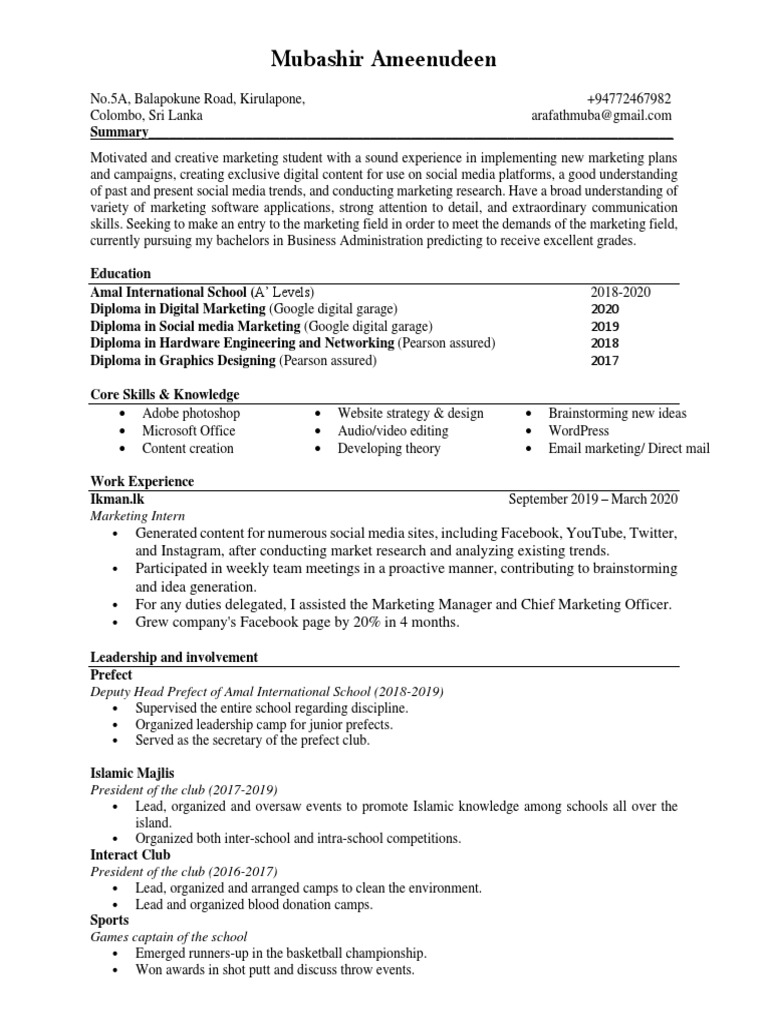 Mubashir CV | PDF | Social Media | Popular Culture & Media Studies