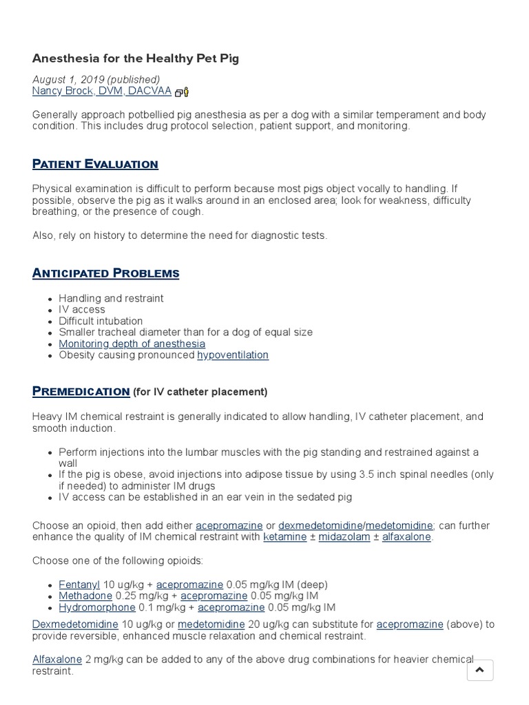 Anesthesia For The Healthy Pet Pig - Veterinary Anesthesia Update - VIN ...