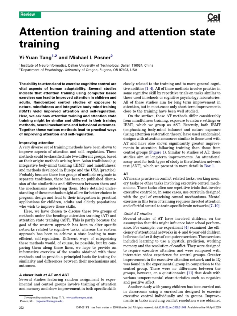 Attention Training and Attention State Training | PDF | Working Memory ...