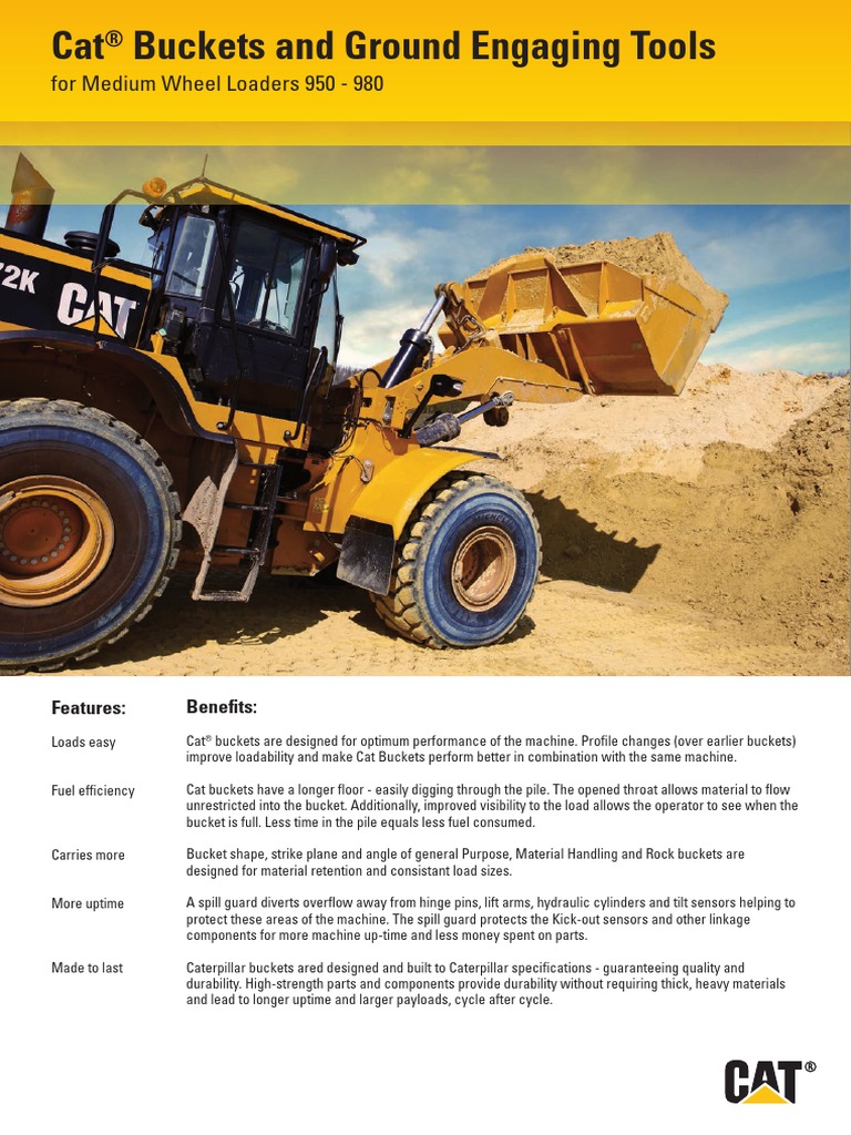 Cat Buckets For Medium Wheel Loaders | PDF | Loader (Equipment) | Machines