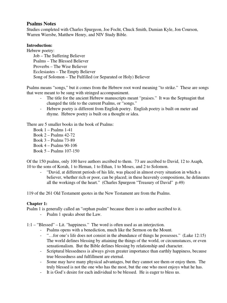 Psalms Notes | Download Free PDF | David | Psalms