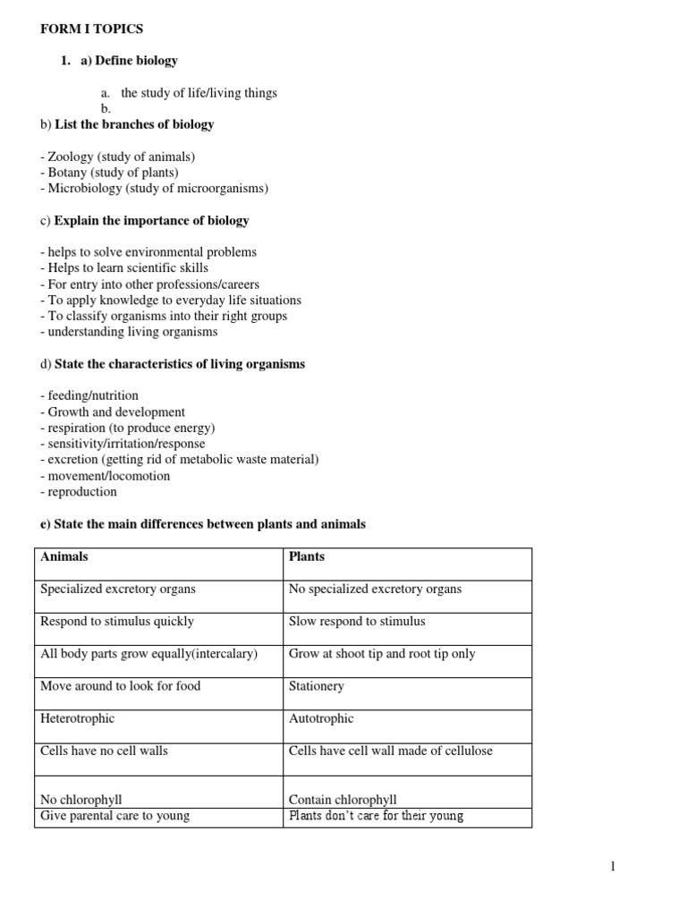 Biology: Key Concepts and Classification | PDF | Osmosis | Photosynthesis