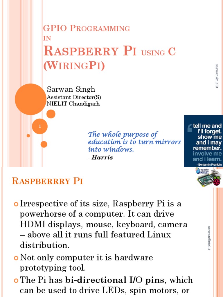 Lecture GPIO - C (Wiringpi) | PDF | Raspberry Pi | Computer Science