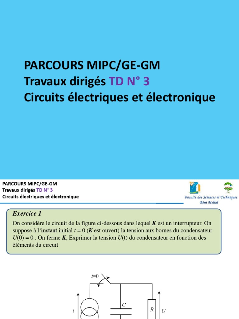 Circuits Électriques et Électronique TD | PDF | Tension électrique | Réseau électrique