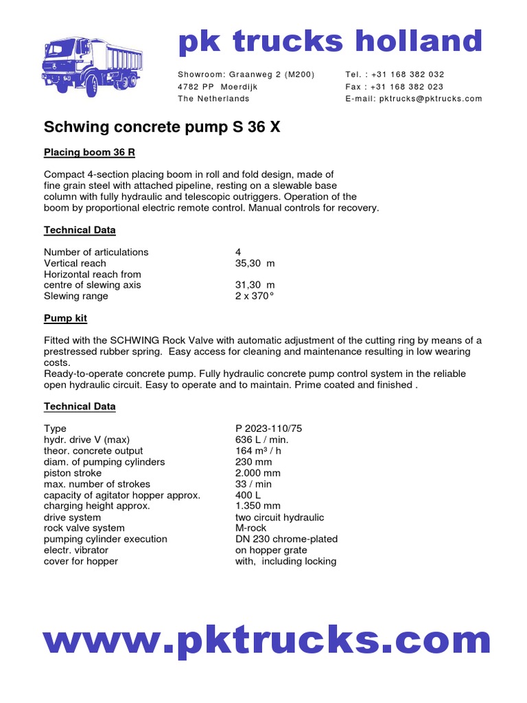 Me3263 Concrete Pump Specifications English | PDF | Pump | Manufactured ...