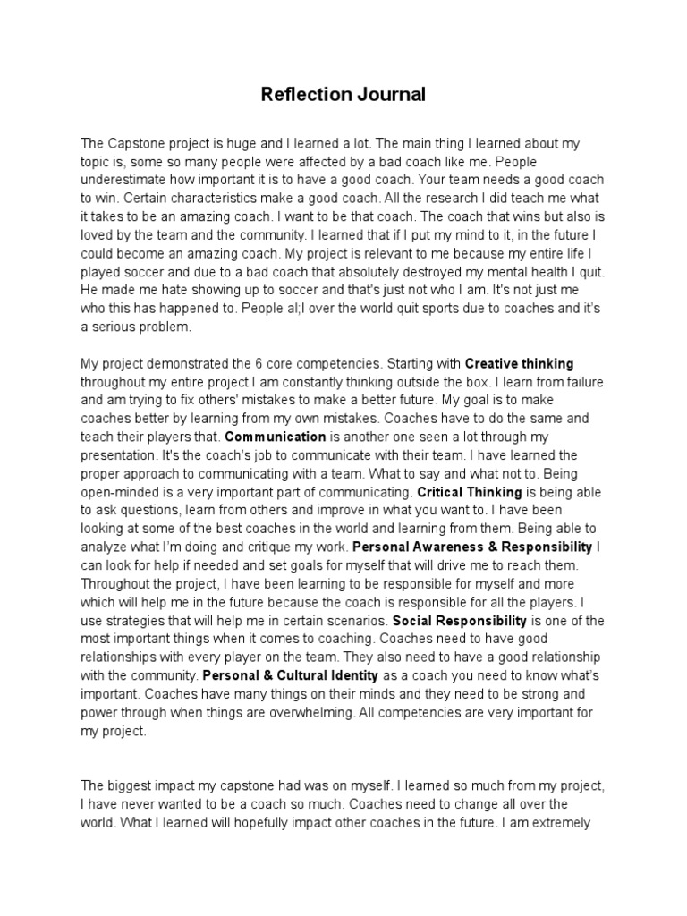 Reflection Journal Entry | PDF | Thought | Mind