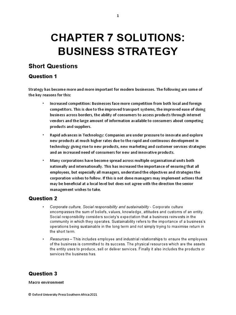 Chapter 7 Textbook Solutions Business Strategy | PDF | Strategic ...