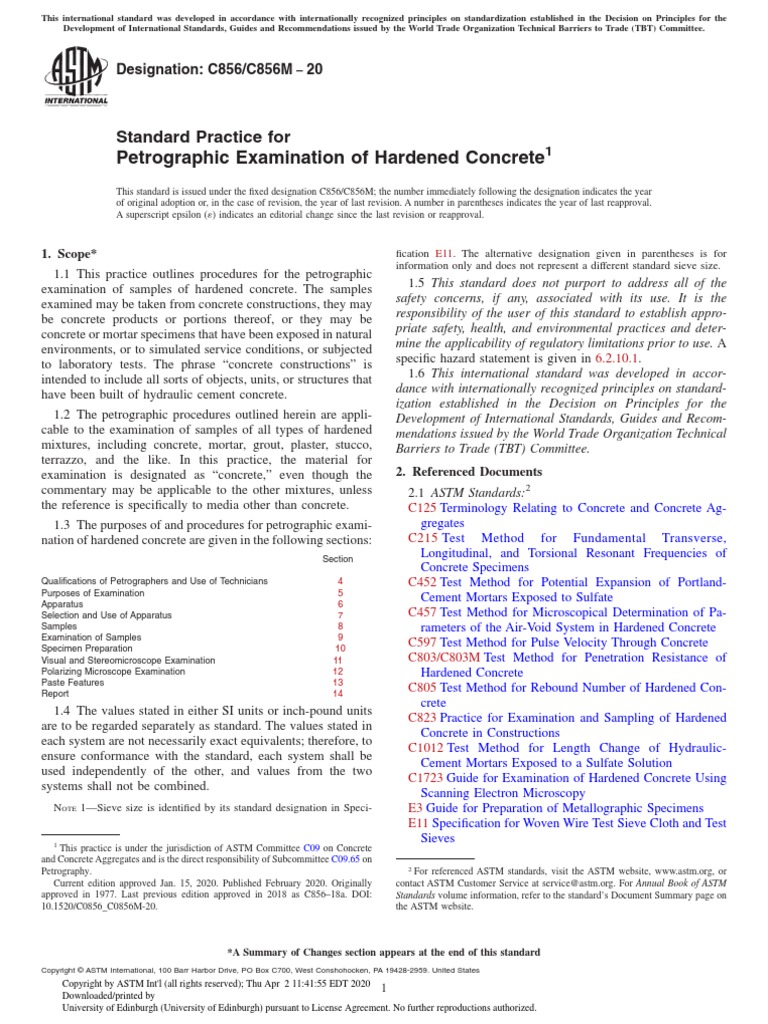 Astm C856C856M-2020 | PDF | Concrete | Microscopy