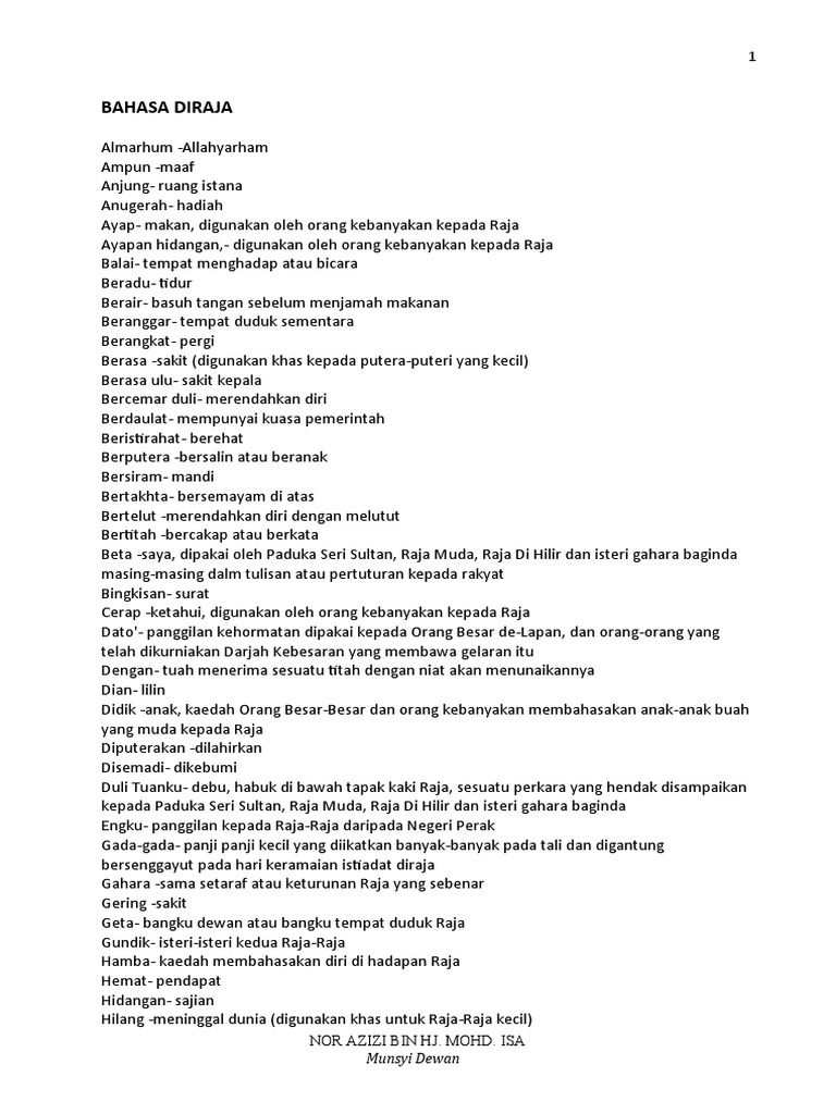 Azizi - Bahasa Diraja | PDF