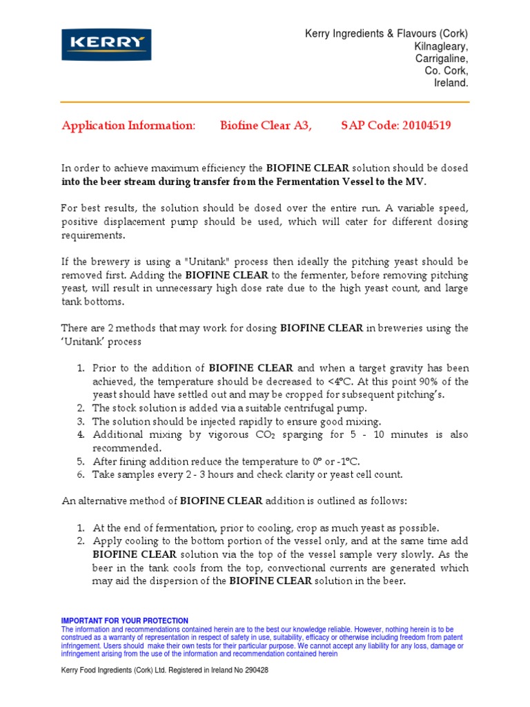 Biofine Clear Unitank | Download Free PDF | Brewing | Beer