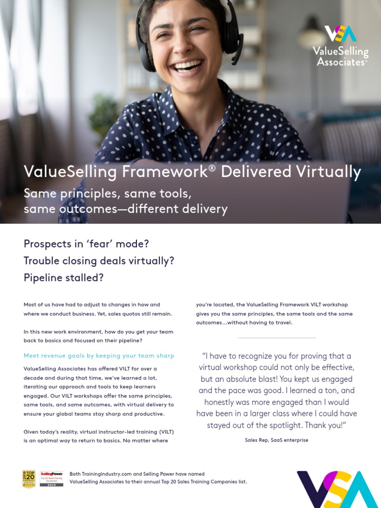 ValueSelling Framework VILT Flyer | PDF | Business | Applied Psychology