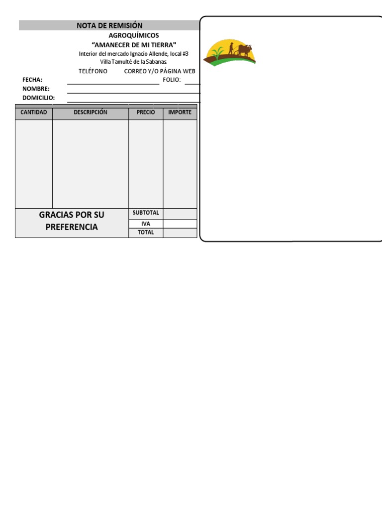 Formato Nota de Remisión | PDF