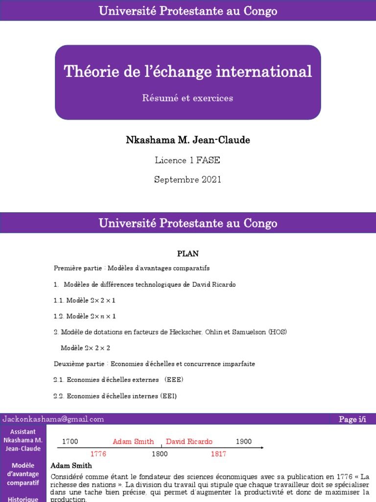 Théories de L'échange International: Résumé Et Exercices Résolus | PDF ...
