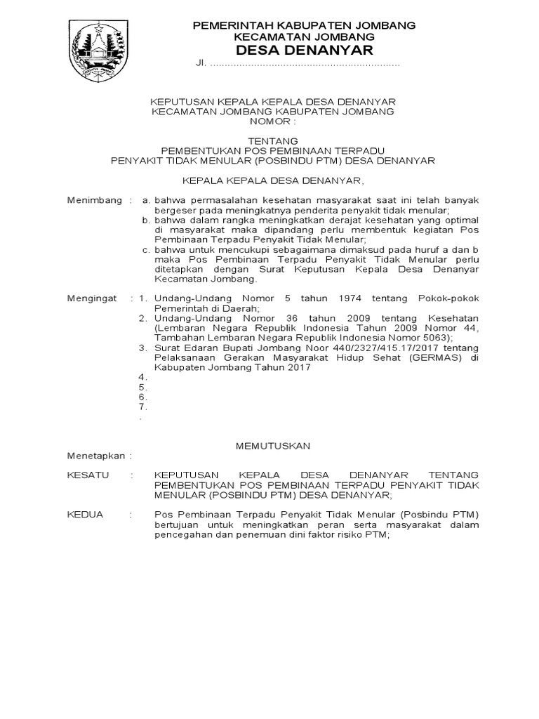 SK Posbindu PTM Desa | PDF