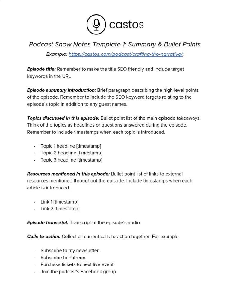 Podcast Show Notes Templates Guide | PDF | Search Engine Optimization ...