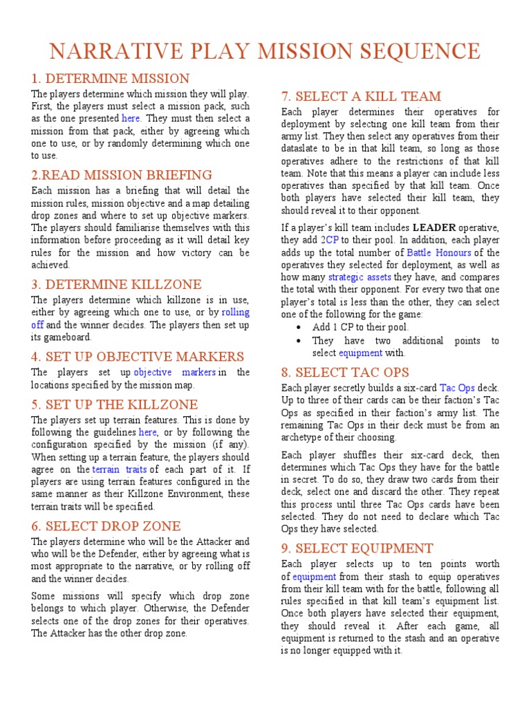Kill Teams Narrative Play Mission Sequence | PDF | Military