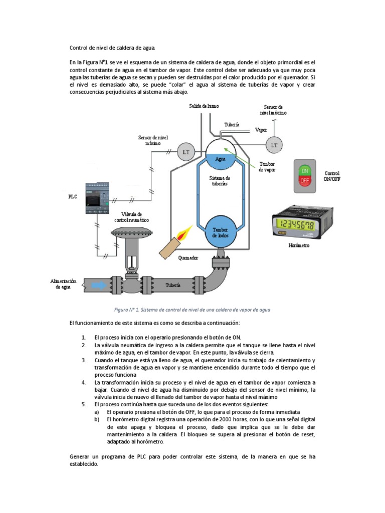 Control de Nivel de Caldera de Agua | PDF | Vapor | Agua