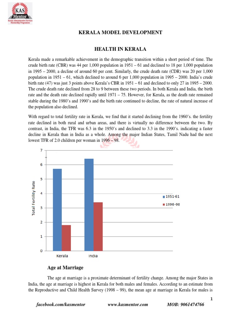 Kerala Model Development | PDF | Infant Mortality | Total Fertility Rate
