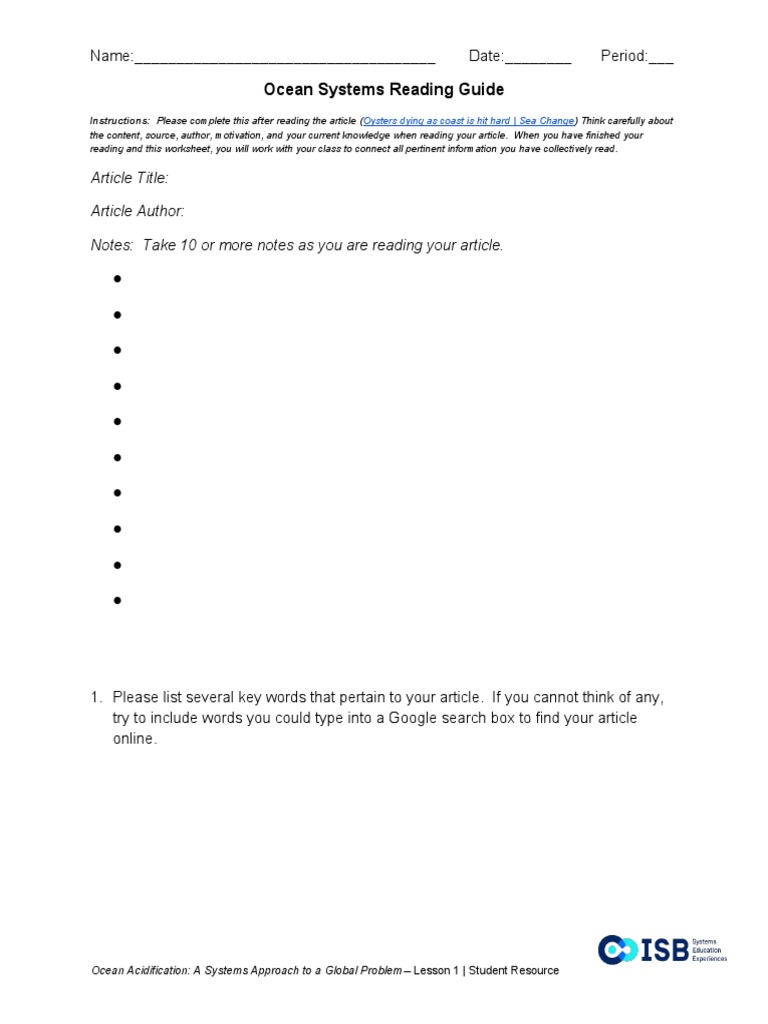 Articles Student Reading Guide | PDF | Language Arts & Discipline ...