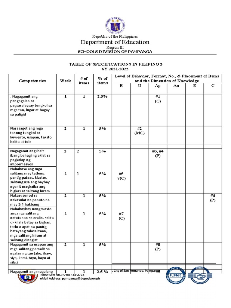 Tos Filipino 3 | PDF