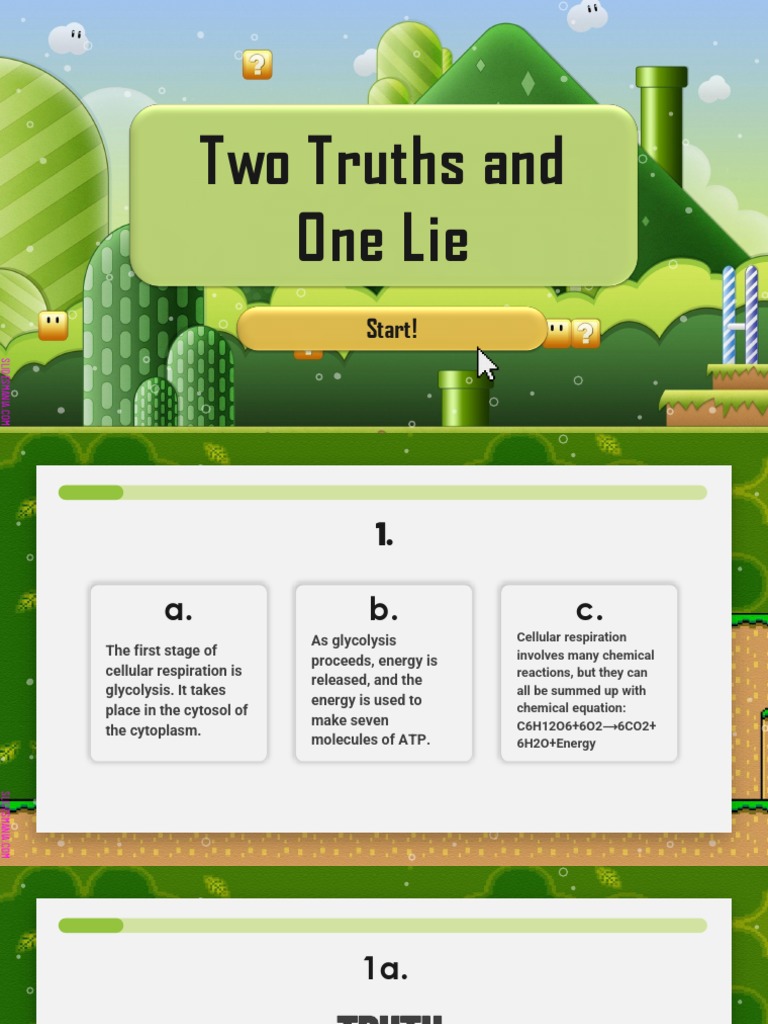Two Truths and One Lie (Ice Breaker) | PDF | Cellular Respiration | Mitochondrion