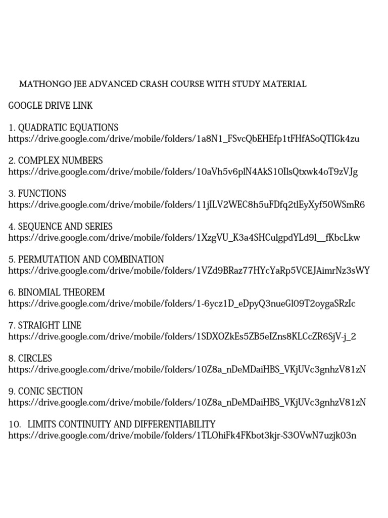 Mathongo JEE Advanced Crash Course | PDF