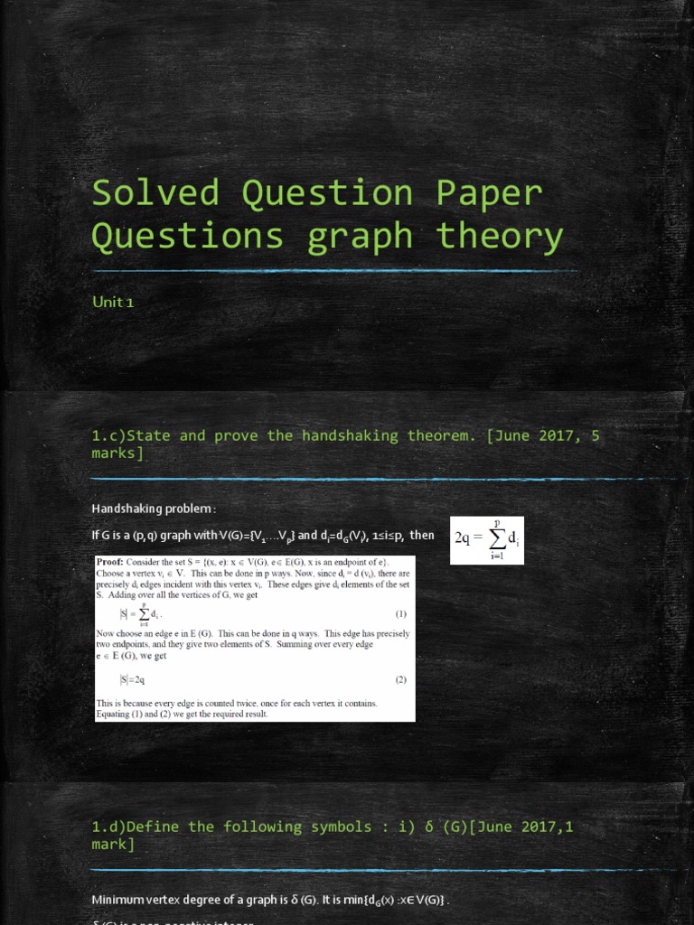 Solved Question Paper Questions Graph Theory1 | PDF | Vertex (Graph ...