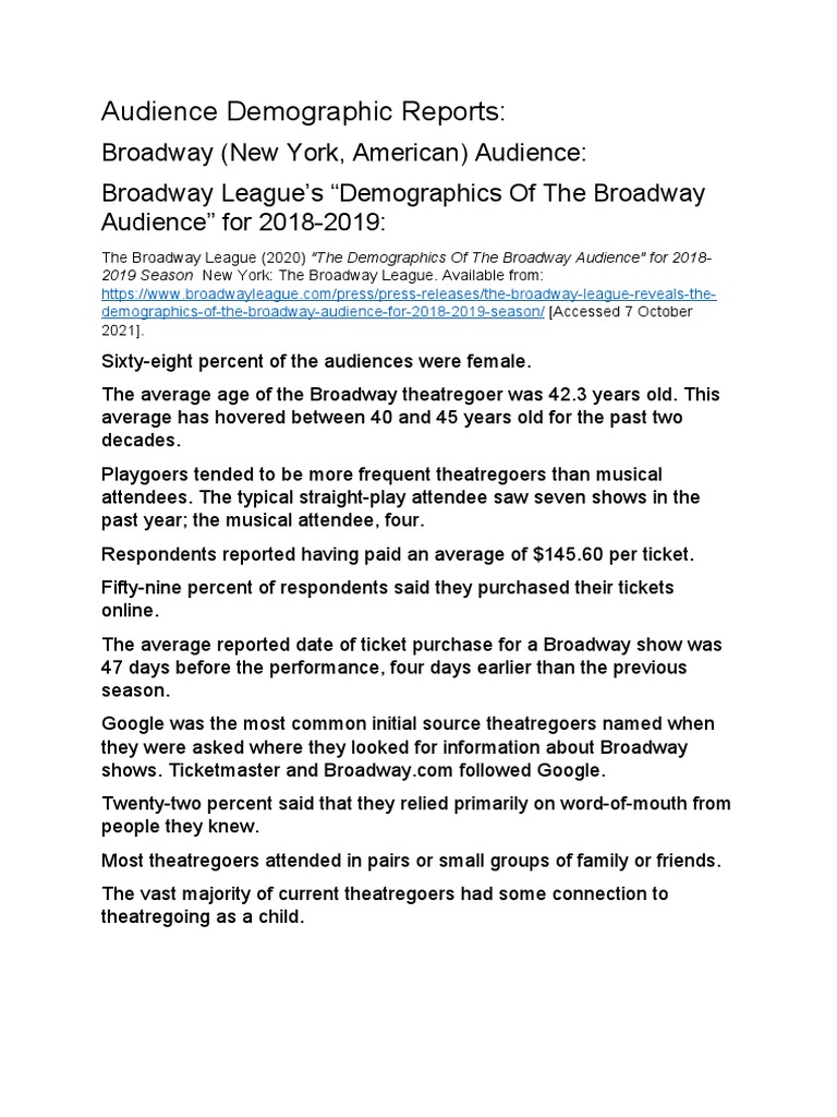 Audience Demographic Reports | PDF | Politics | Art