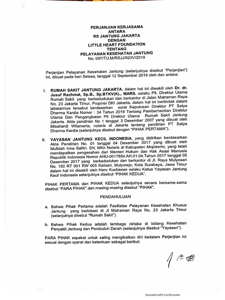 Perjanjian Kerjasama JHC & LHFI | PDF