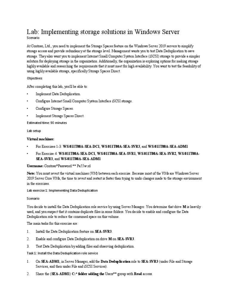 LAB 04 Implementing Storage Solutions in Windows Server | PDF | Computer File | Computer Data ...