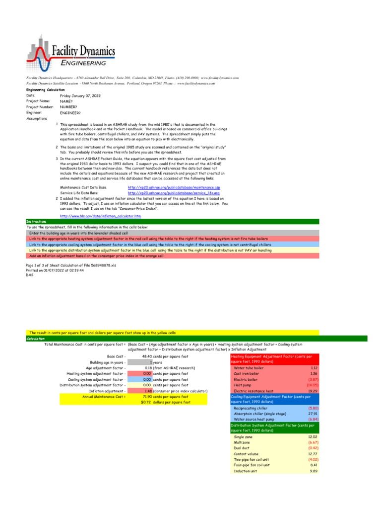 Engineering Calculation: Instructions | PDF | Spreadsheet | Databases