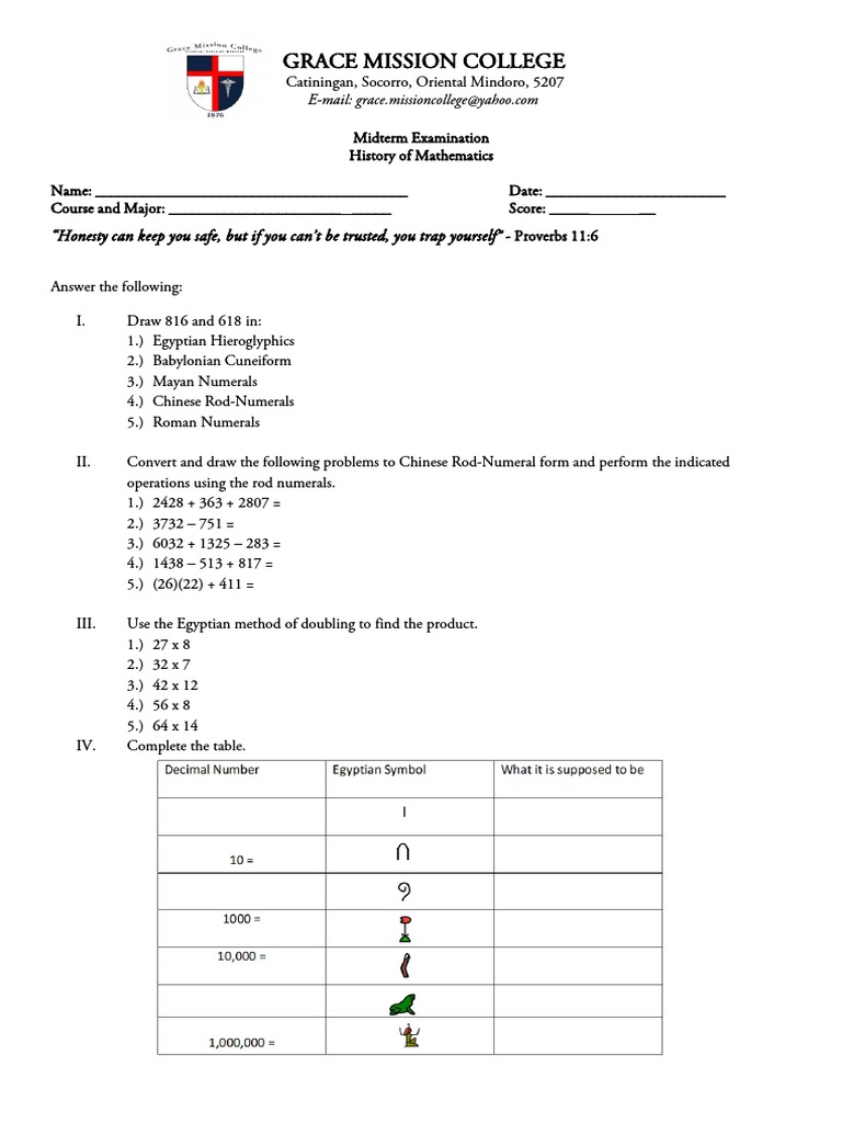 Midterm Exam: History of Mathematics | PDF | Computers