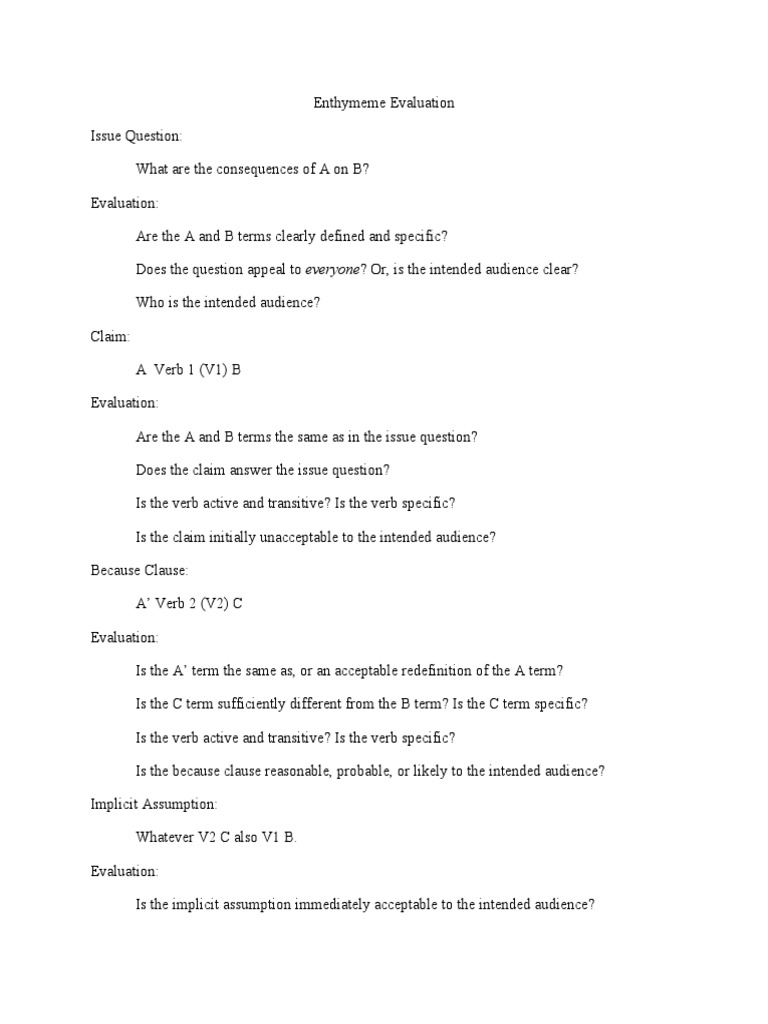 Enthymeme Analysis | PDF