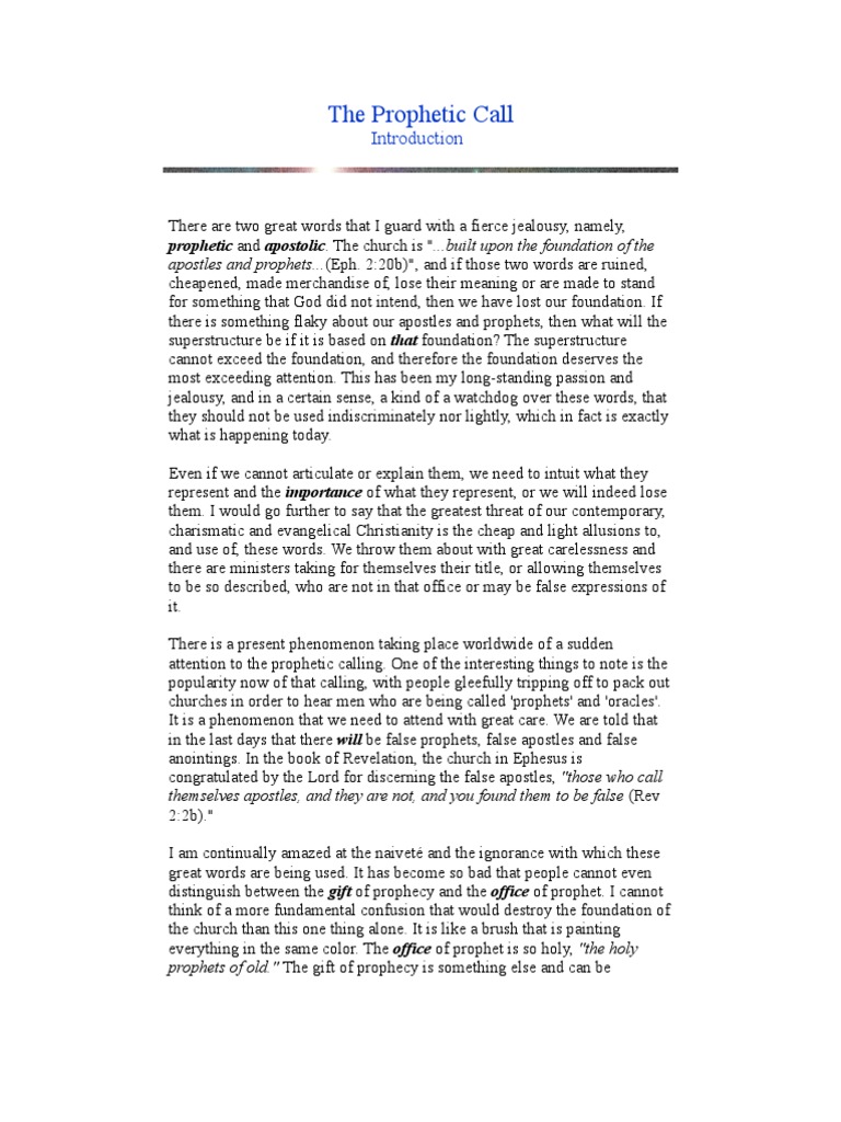 The Prophetic Call | PDF | Prophet | Creed