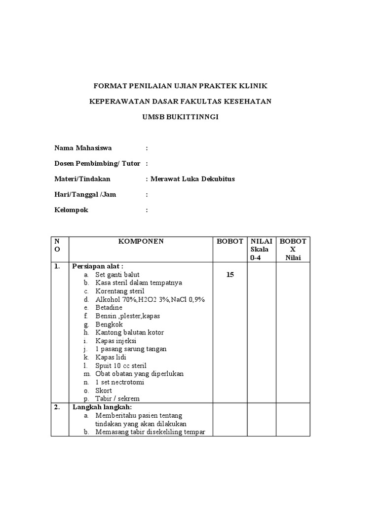 Penilaian Praktik Klinik Keperawatan UMSB | PDF | Sains & Matematika