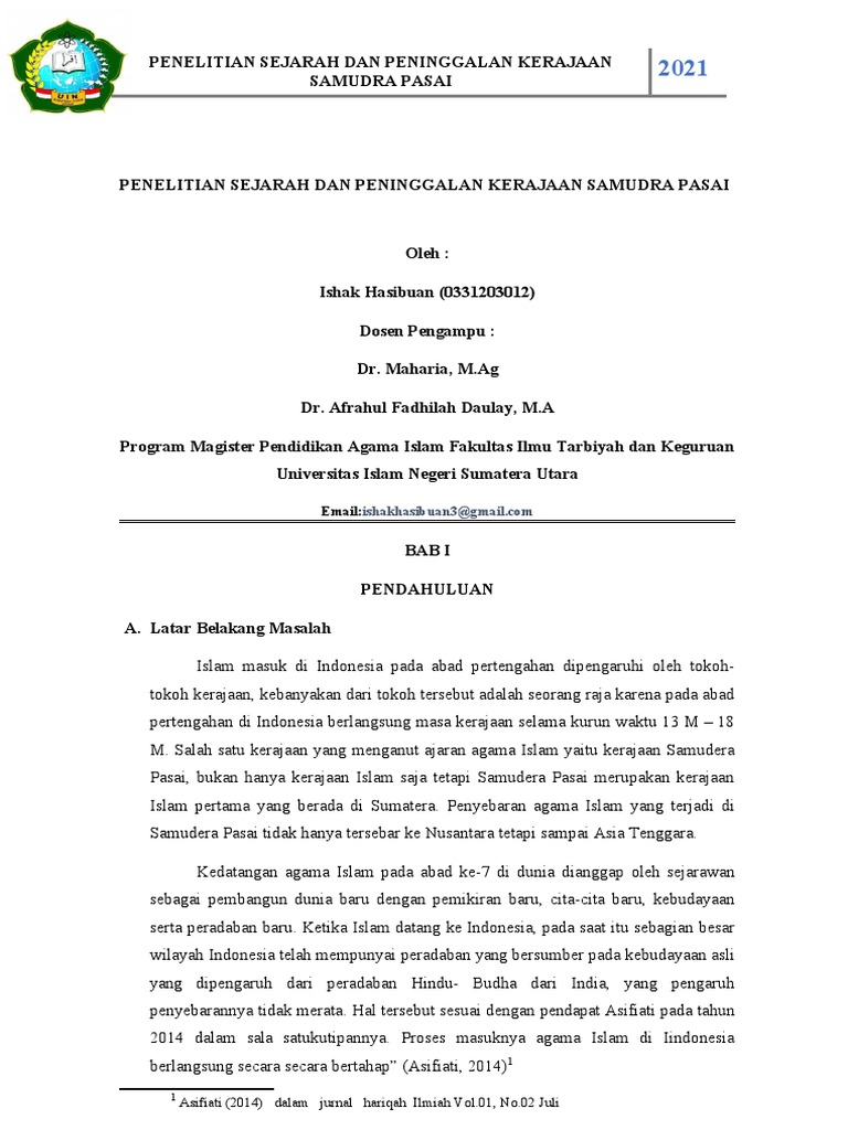 Ishak Hasibuan Mini Riset Spi | PDF | Sejarah | Agama & Spiritualitas