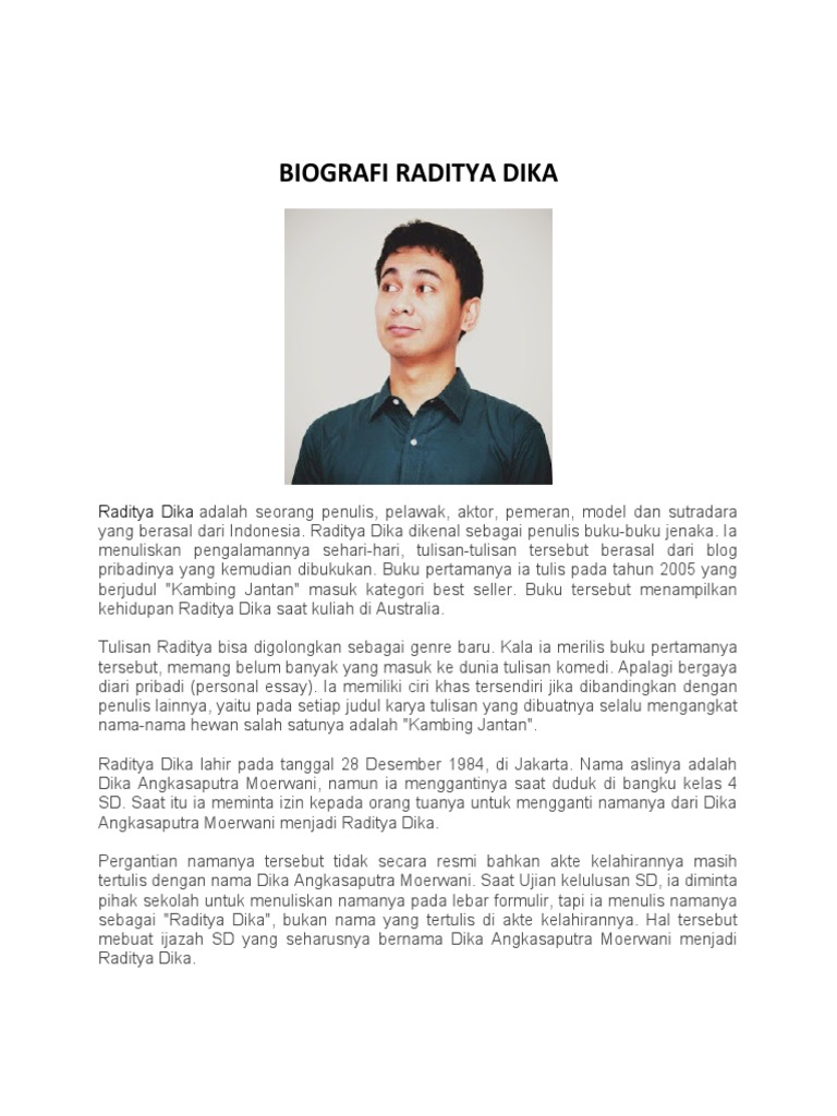 Biografi Raditya Dika | PDF | Seni | Agama & Spiritualitas