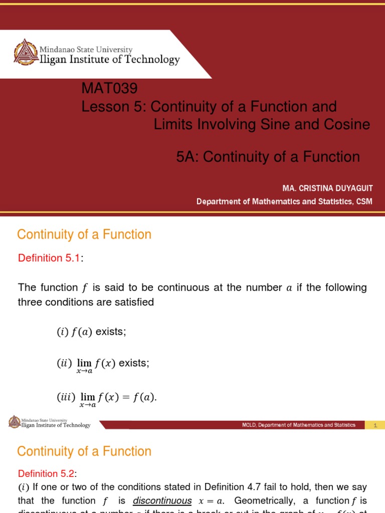 Calculus: Continuity and Limits | PDF | Continuous Function | Function (Mathematics)