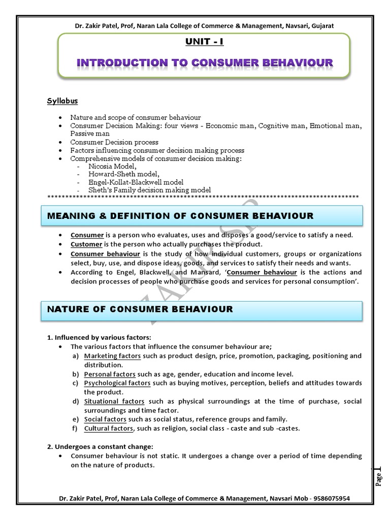 CH 1 CB | PDF | Consumer Behaviour | Behavior