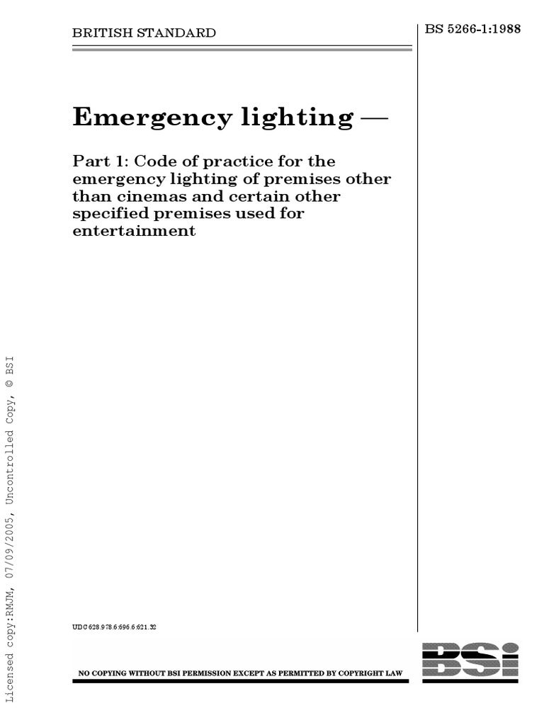 BS 5266-1-1988 Emergency Lighting | PDF | Lighting | United Kingdom