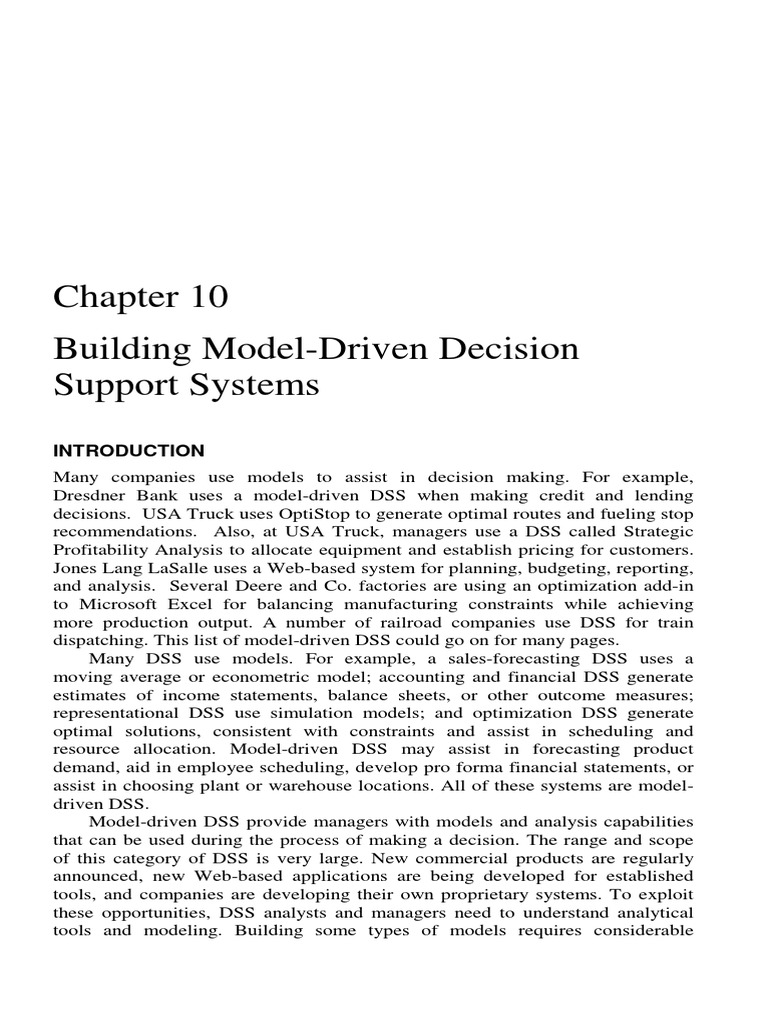 Building Model-Driven Decision Support Systems | PDF | Forecasting ...