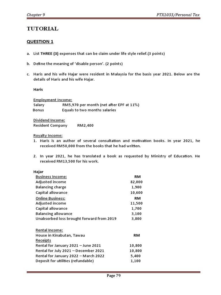 Chapter 9 - Tutorial | PDF | Expense | Taxes